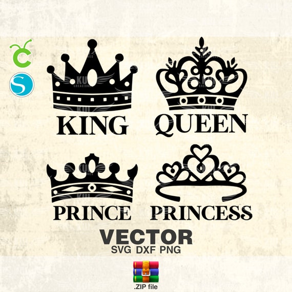 Vectores coronas SVG png dxf / corona rey corona reina | Etsy
