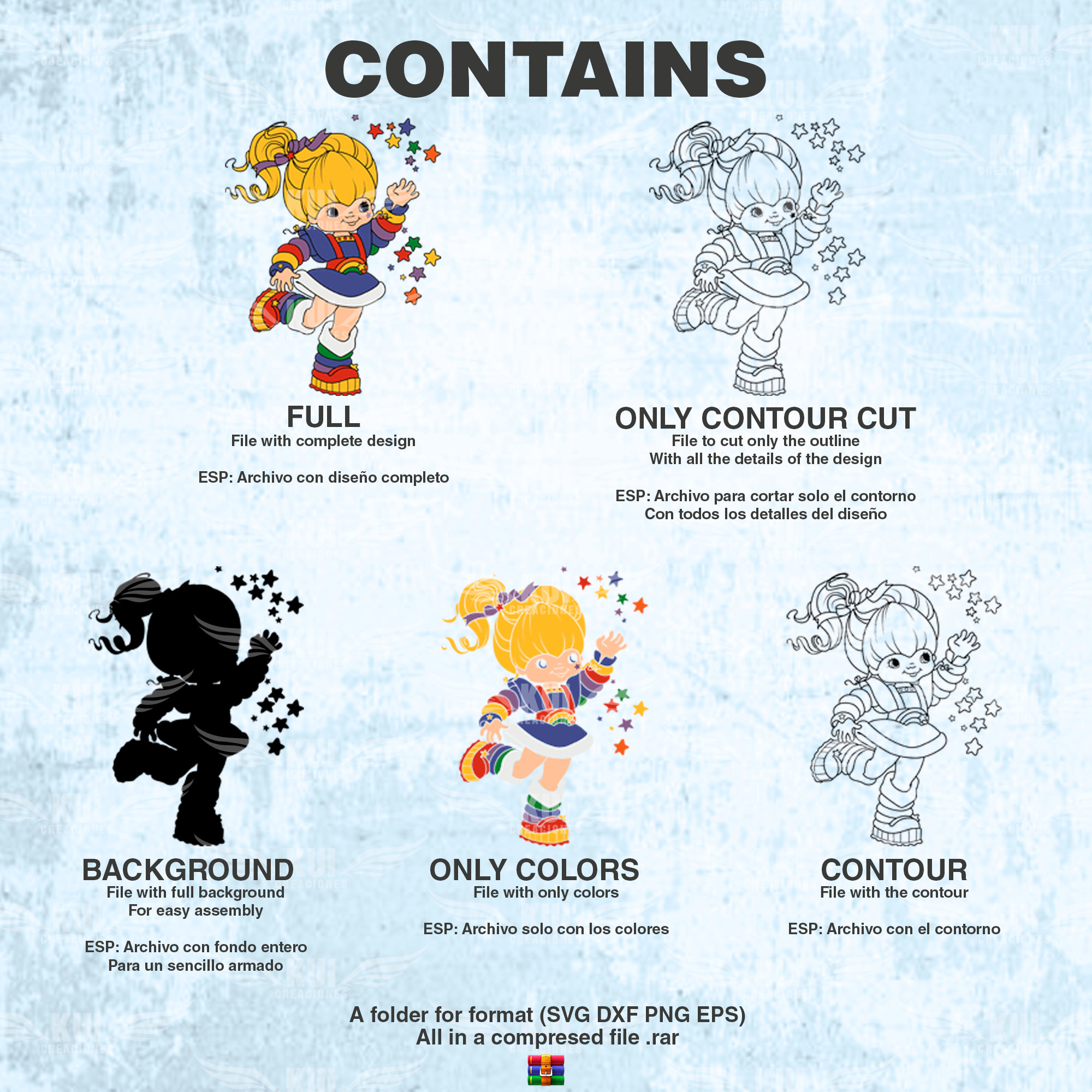 Vector Rainbow Brite 80s SVG Png Dxf Eps Molde Para | Etsy