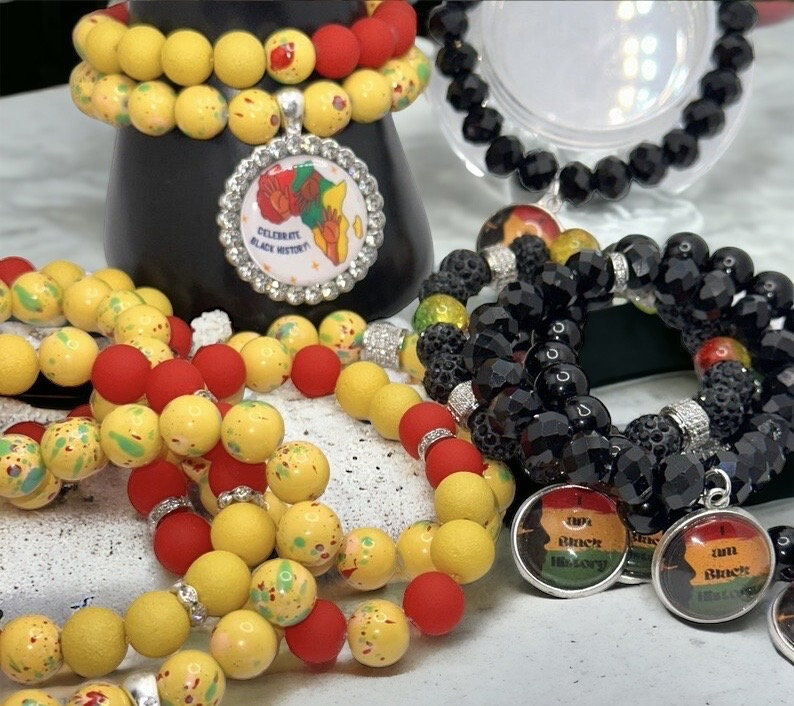 Black History Month Bracelet I Am Black History Charm Stretch Elastic African Colors Etsy