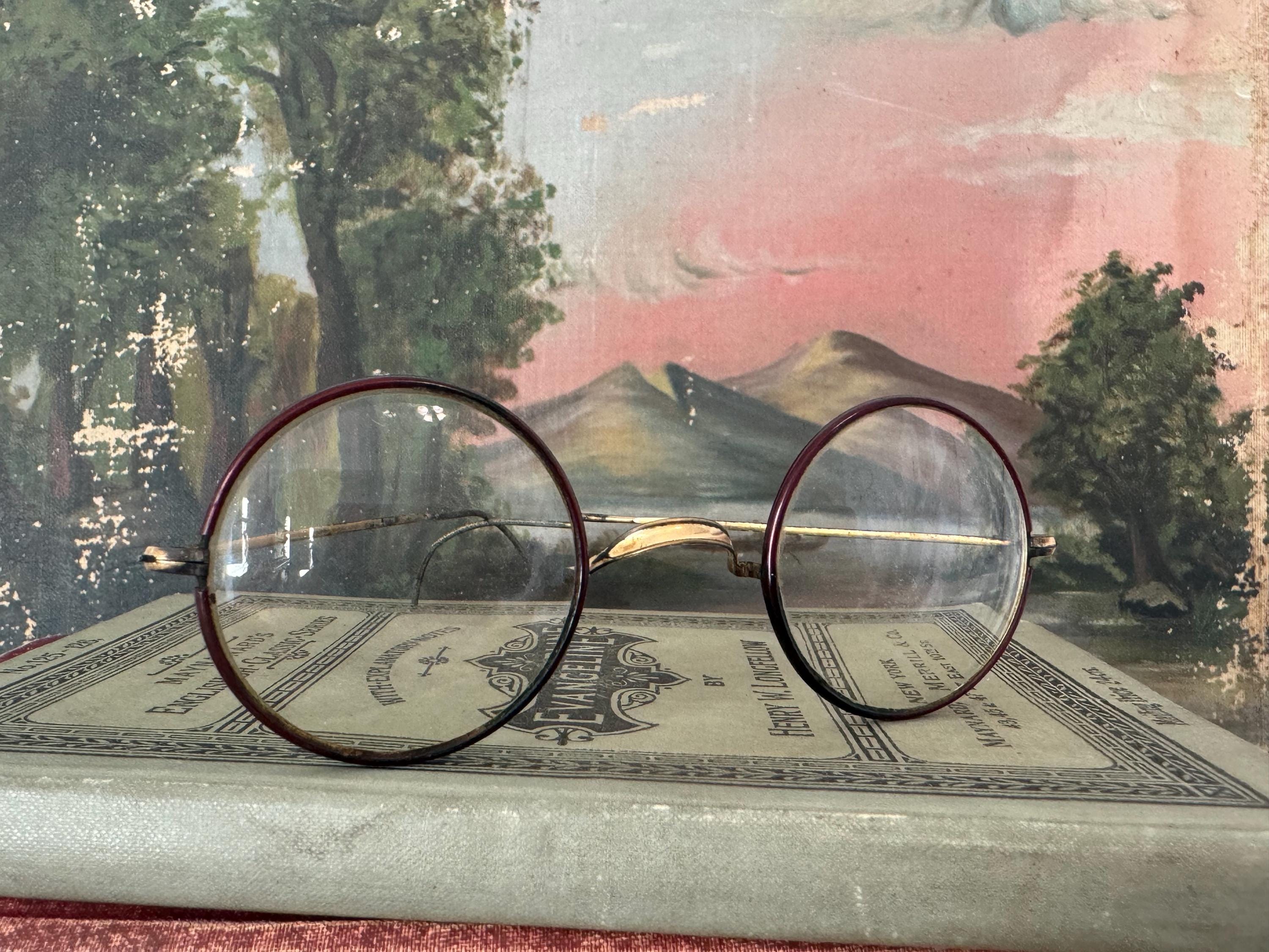 Antique Round Black & Gold Spectacles Reading Glasses Early 1900s ...