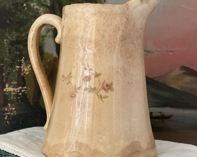Antique Small Ironstone Pitcher With Pink Floral Transferware Shabby ...