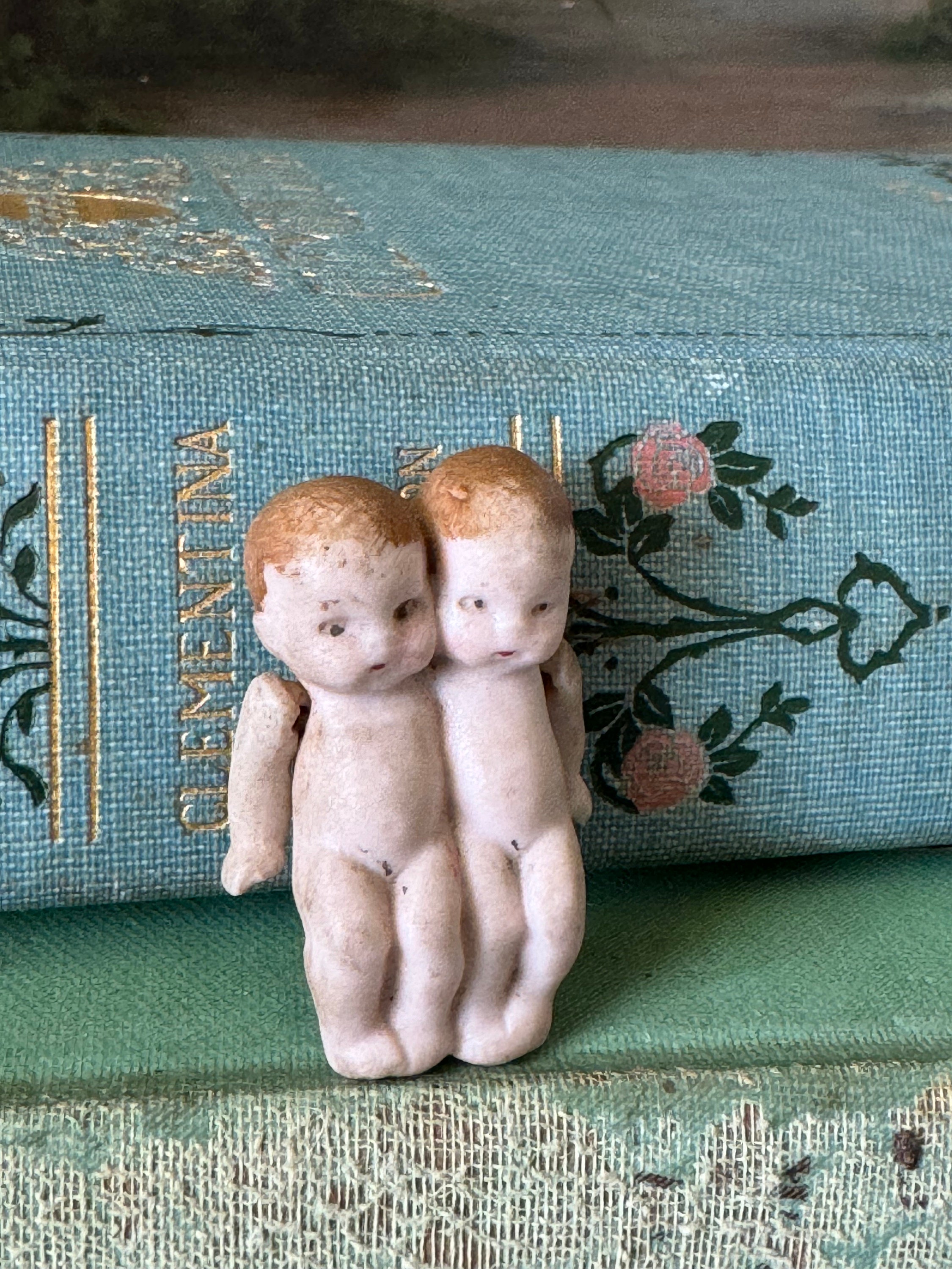 Antique Hertwig Bisque Twin Baby Doll Made in Germany Miniature ...