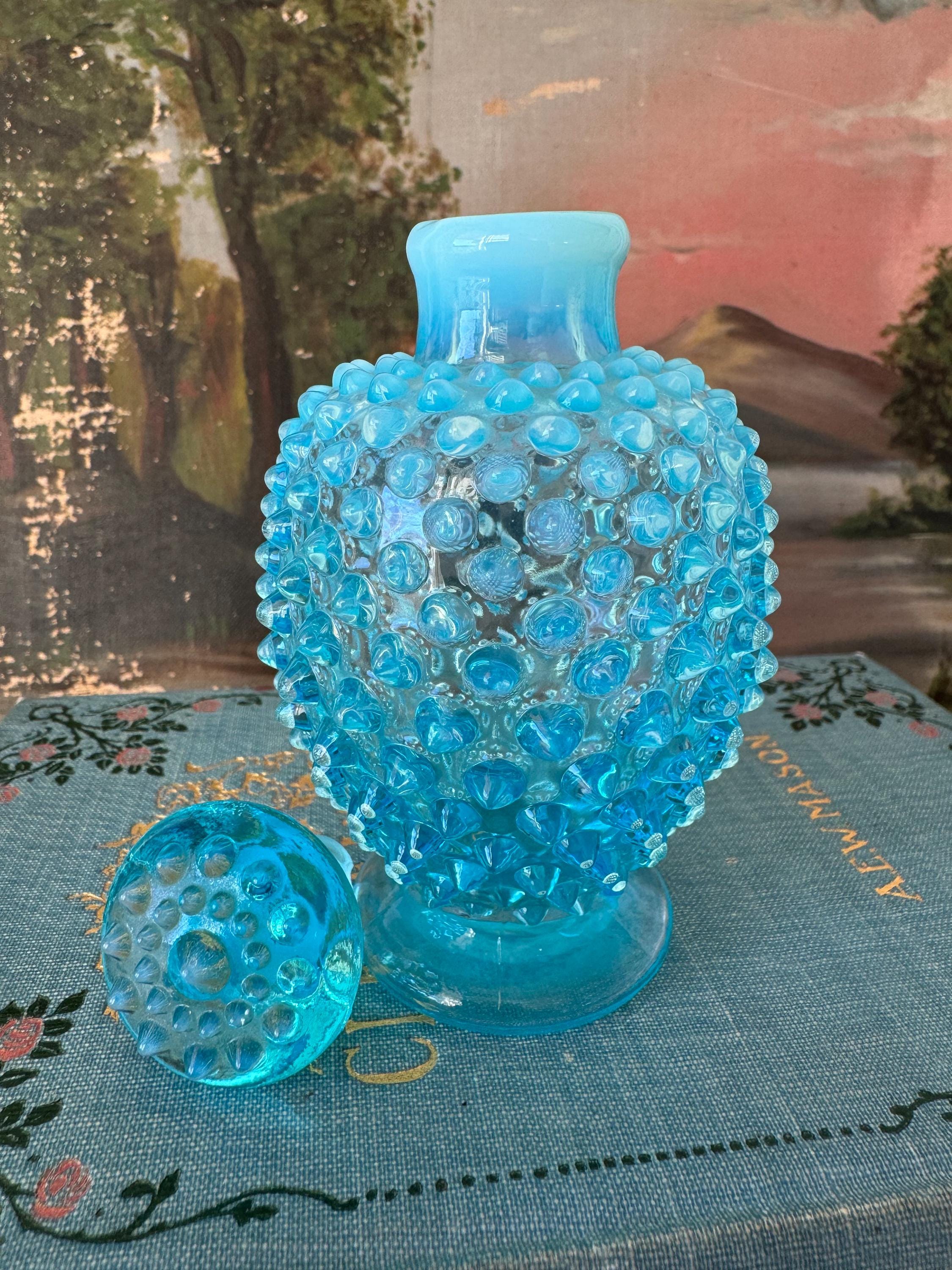 Antique 1940s Blue Opalescent Fenton Perfume Bottle With Stopper - Etsy