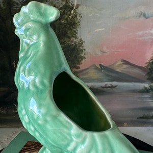 Vintage Mid Century Green Rooster Planter USA Pottery Perfect for ...