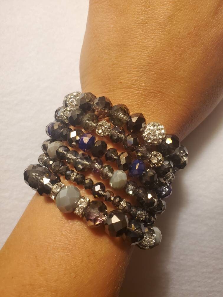 Shimmer Gray Bracelets Set of 6 - Etsy