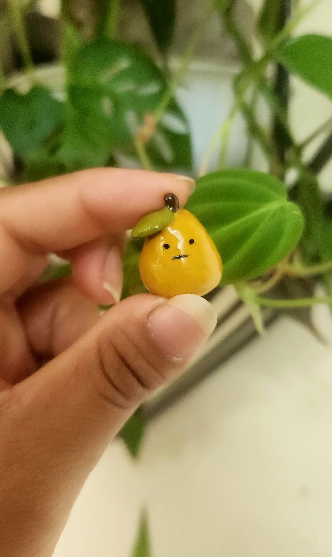 Tiny Pear Desk Buddy, Sitting Pear Desk Pal, Clay Desk Buddy, Small ...