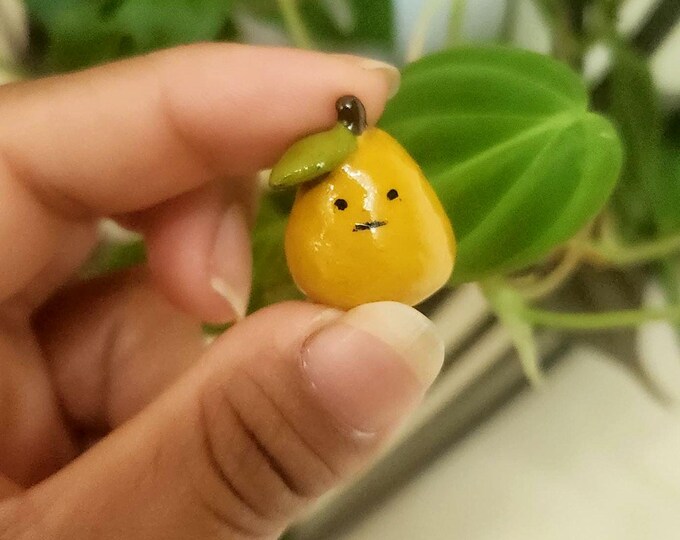Tiny Pear Desk Buddy, Sitting Pear Desk Pal, Clay Desk Buddy, Small ...