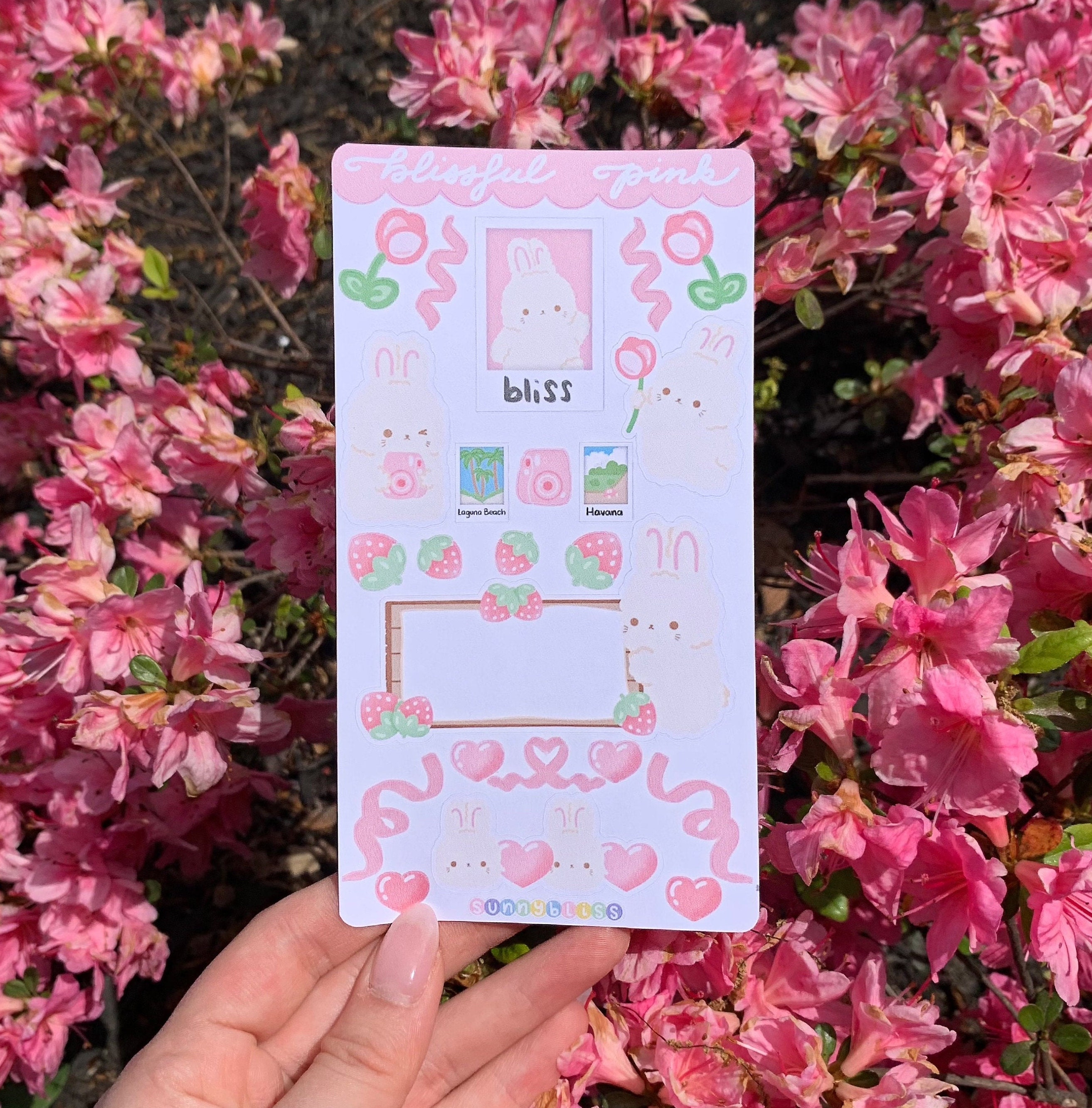 Blissful Pink Cute Journal Sticker Sheet | Etsy