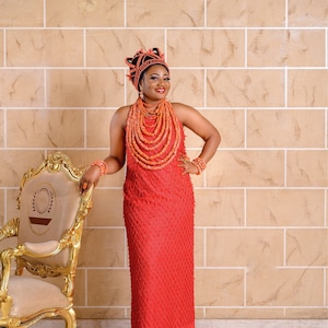 Traditional Bini Wedding Outfits for Couple | Edo Couple Outfits ...