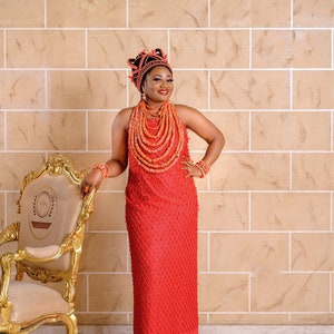 Traditional Bini Wedding Outfits for Couple | Edo Couple Outfits ...