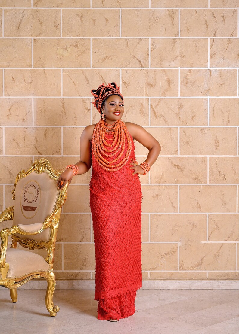 Traditional Bini Wedding Outfits for Couple | Edo Couple Outfits ...