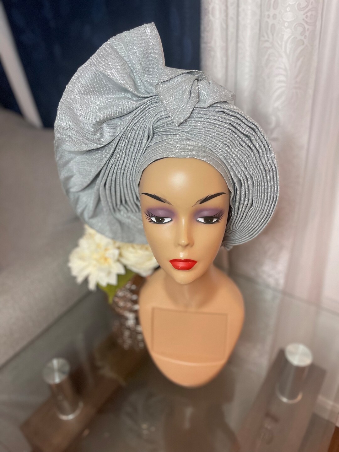 Silver Autogele - African Head Tie - Etsy