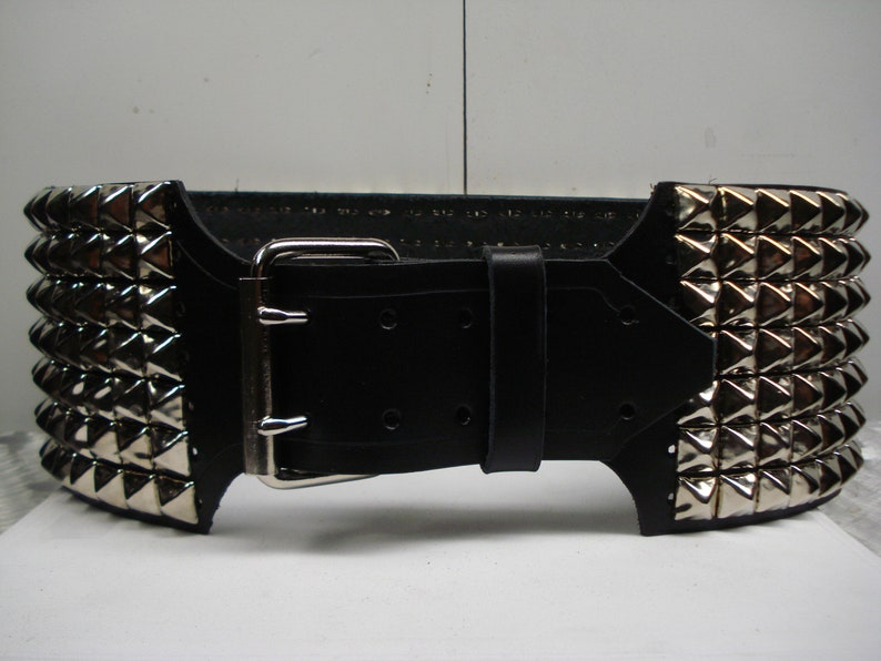 BRUCE DICKINSON Leather Old School Silver Pyramid Studded Belt - Etsy