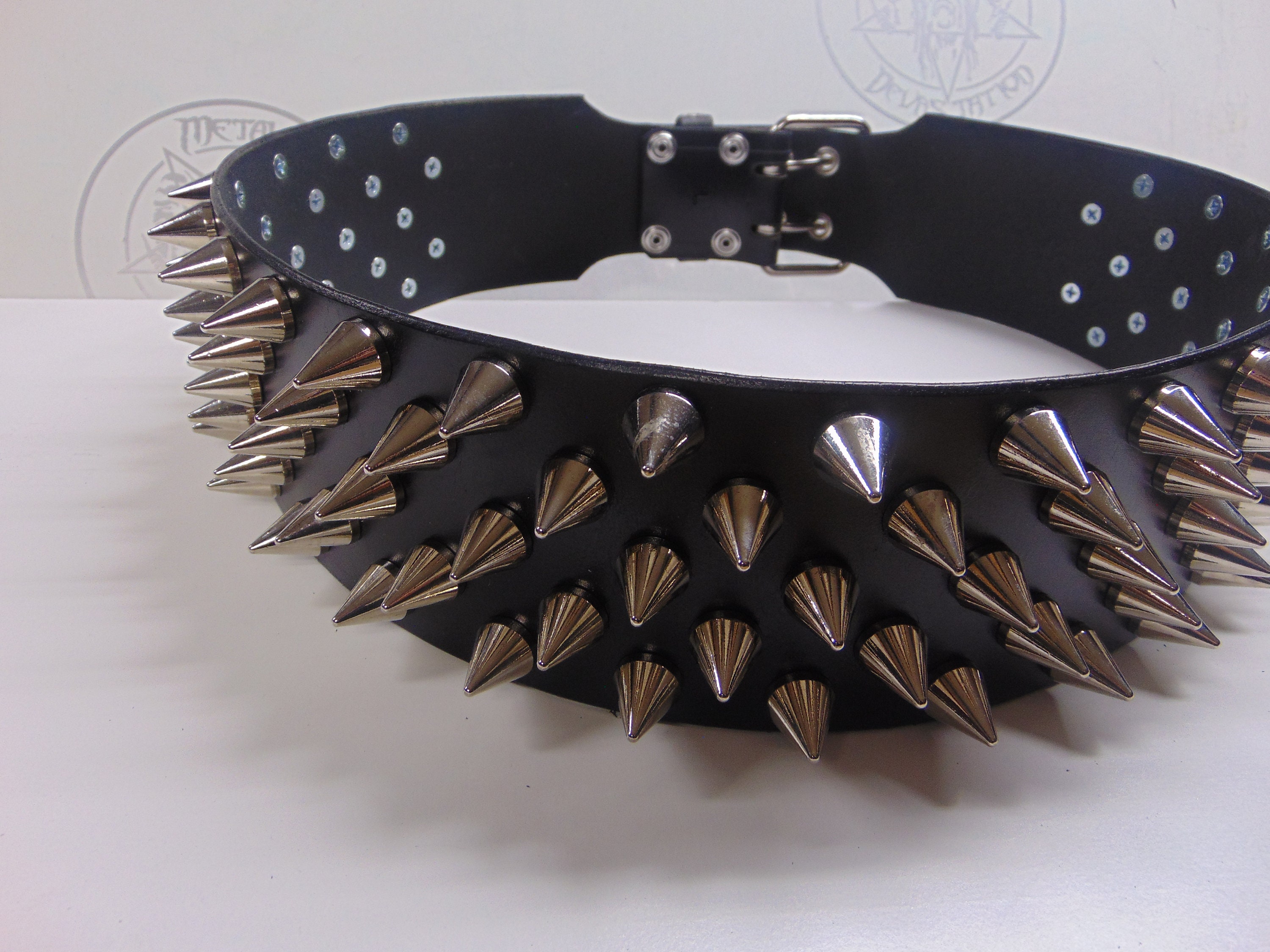 NORDJEVEL Leather Old School Heavy Bulldog Spikes Belt - Etsy UK