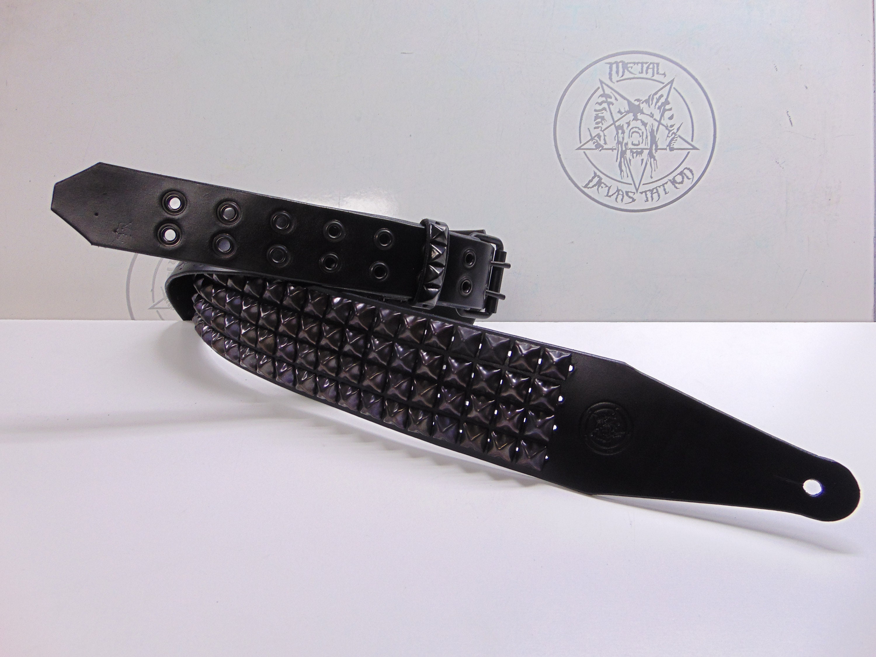 WARREN DEMARTINI Leather Black Pyramid Studded Guitar Strap - Etsy