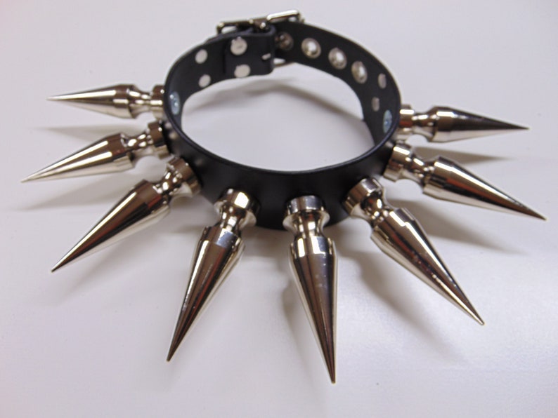 EURONYMOUS High-quality Handcrafted Giant Silver Spikes Choker - Etsy