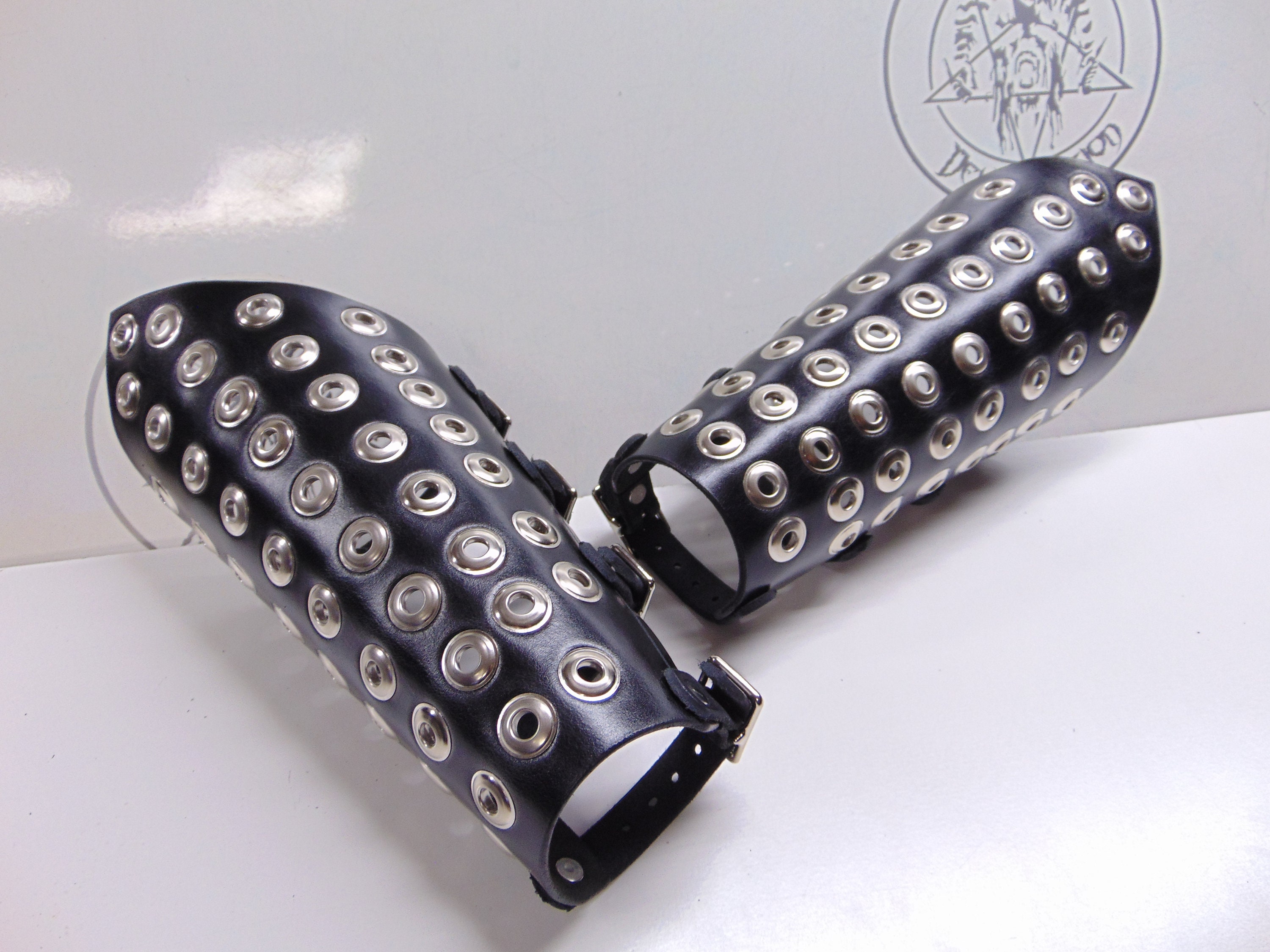 SAMAEL Full Nickel Grommets Genuine Leather Gauntlet Dark Gothic - Etsy