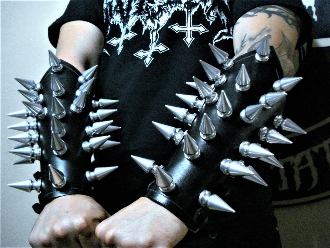 BULLDOZER Brutal Giant Spikes Genuine Leather Gauntlet Thrash Metal - Etsy