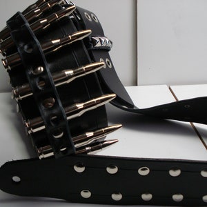 HOEST Leather Guitar Strap With Bullets Black Metal - Etsy