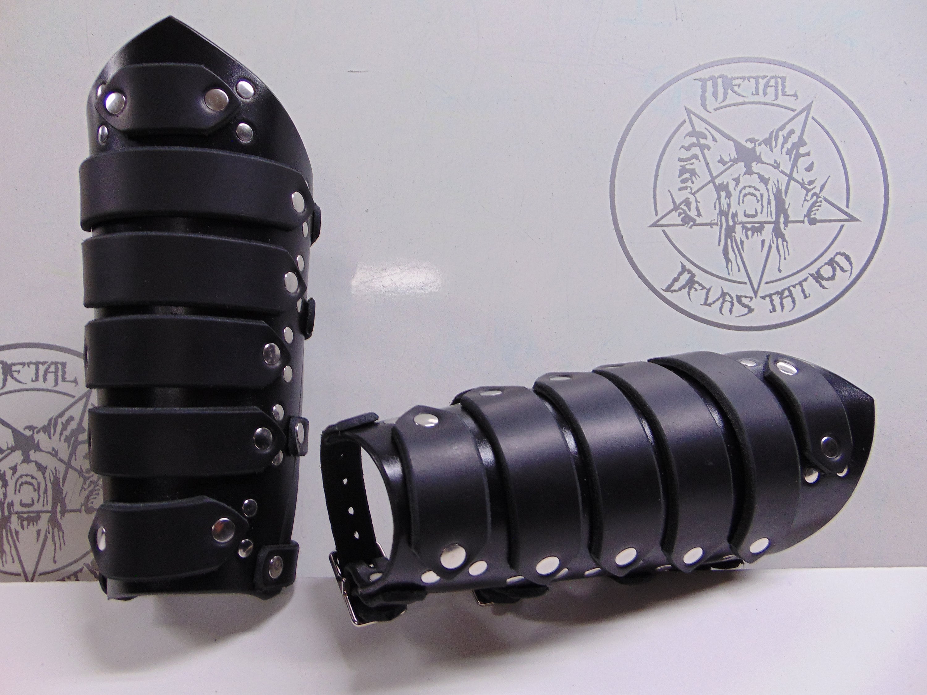 FINNTROLL Full Strapped Genuine Leather Gauntlet Folk Black - Etsy