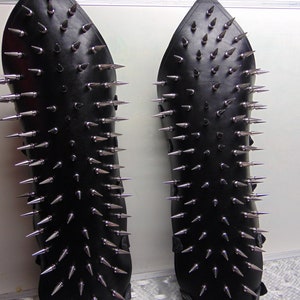 BETHLEHEM Pair of Spiked Genuine Leather Shin Guards Black Metal - Etsy