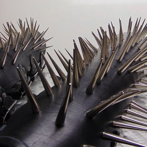 HORNA Pair of Genuine Leather Spiked Shin Guards Black Metal - Etsy