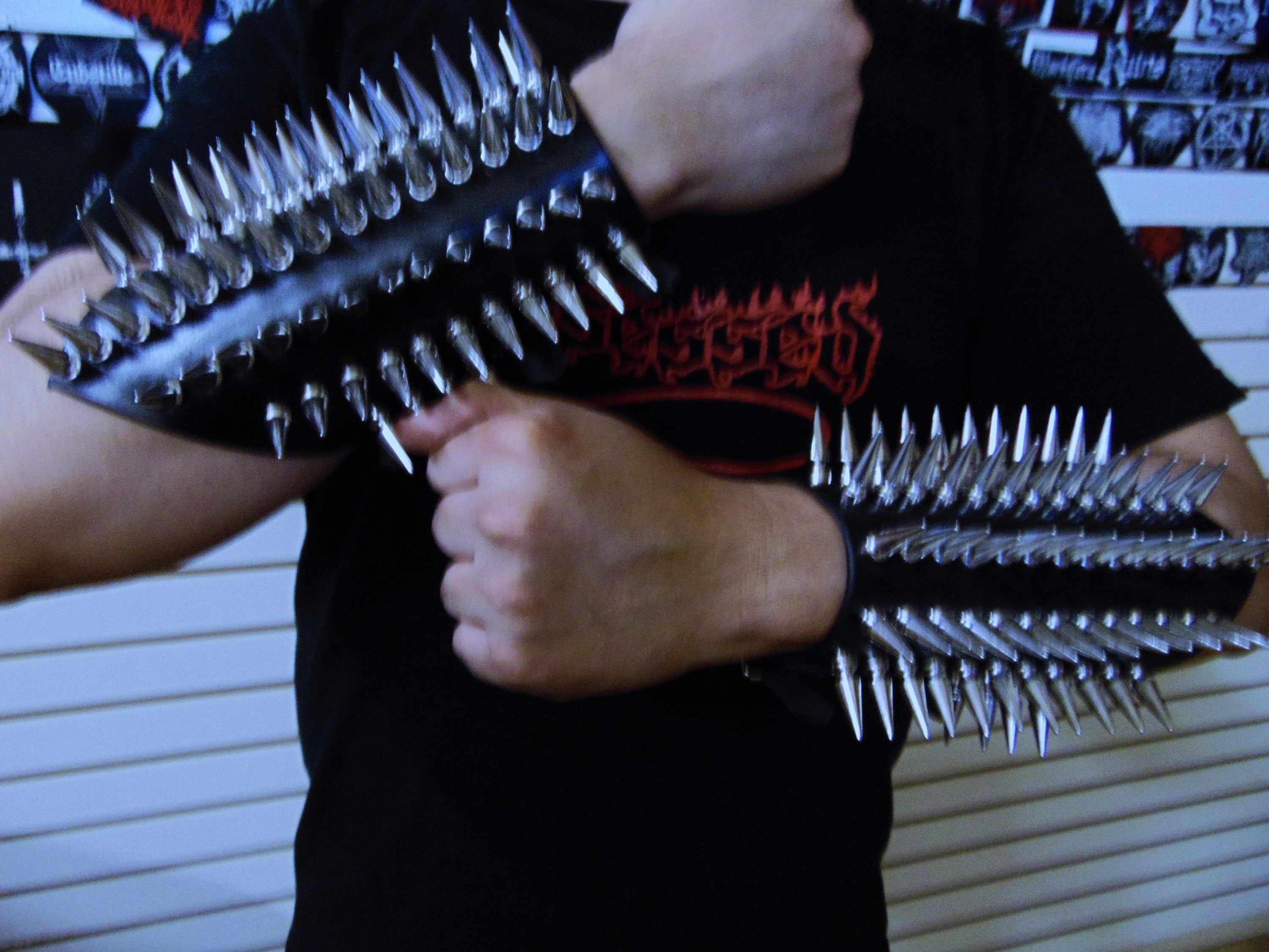NECROBUTCHER Medium Spiked Genuine Leather Gauntlet Thrash Metal - Etsy