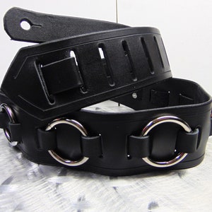 BODDEL Leather Ringged Guitar Strap Black Metal - Etsy