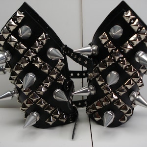 SARKE Old School Spiked Genuine Leather Armband Black Metal - Etsy