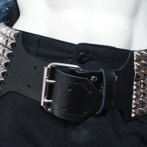 BRUCE DICKINSON Leather Old School Silver Pyramid Studded Belt - Etsy