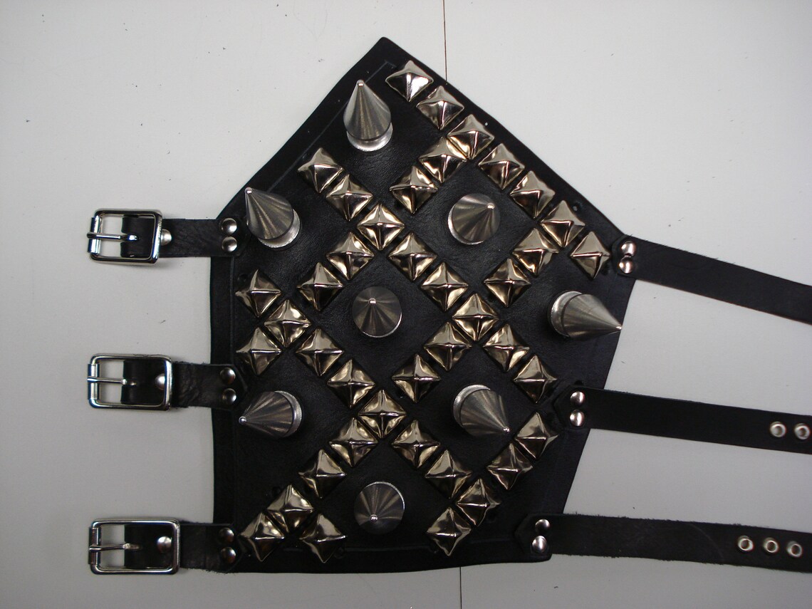 SARKE Old School Spiked Genuine Leather Armband Black Metal - Etsy