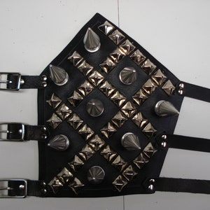 SARKE Old School Spiked Genuine Leather Armband Black Metal - Etsy
