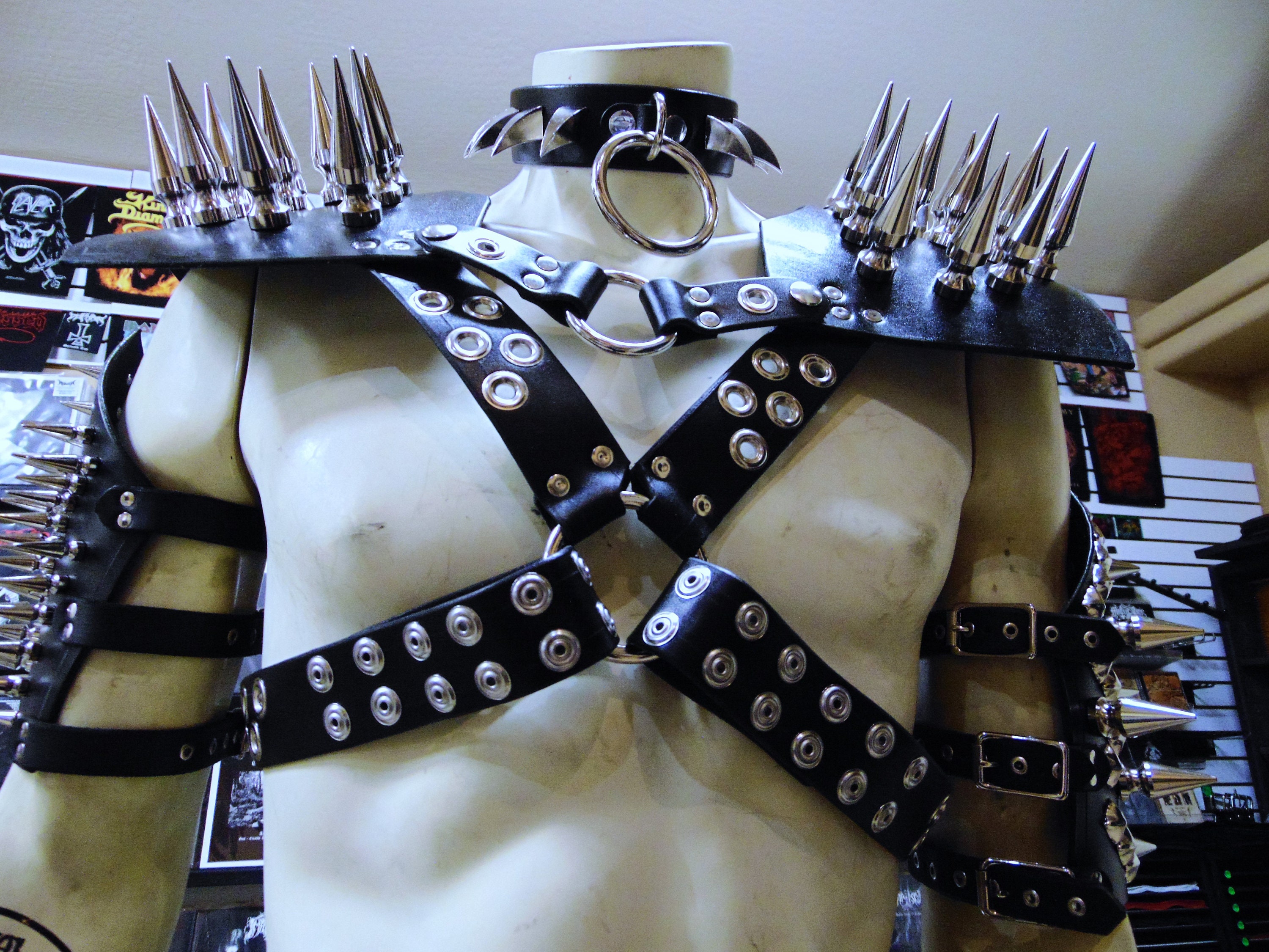 FROST High-quality Handcrafted Giant Spiked Harness Black Metal - Etsy