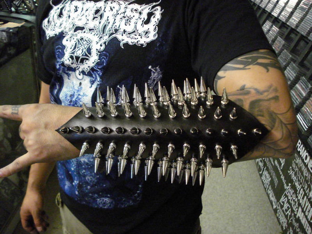 OBITUARY Spiked Old School Genuine Leather Gauntlet Death Metal - Etsy