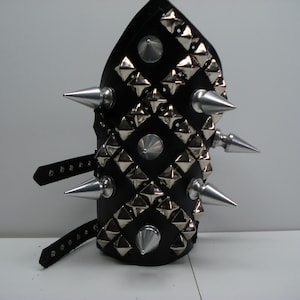 SARKE Old School Spiked Genuine Leather Armband Black Metal - Etsy