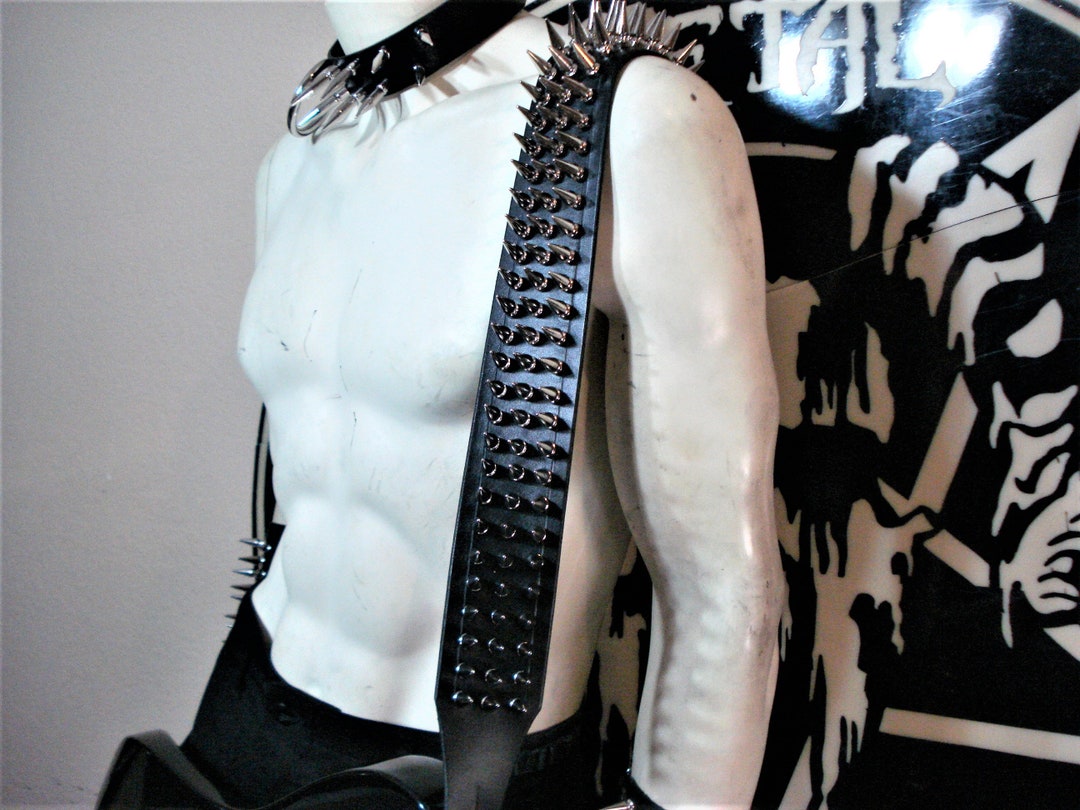 ABBATH Leather Brutal Spiked Guitar Strap Black Metal - Etsy