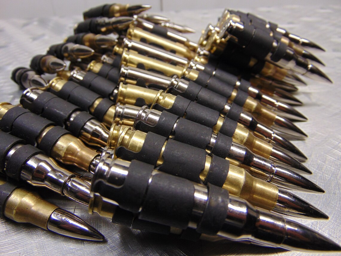 STONE METAL M60 Bullet Belt Brass Shell Black Link 025 - Etsy