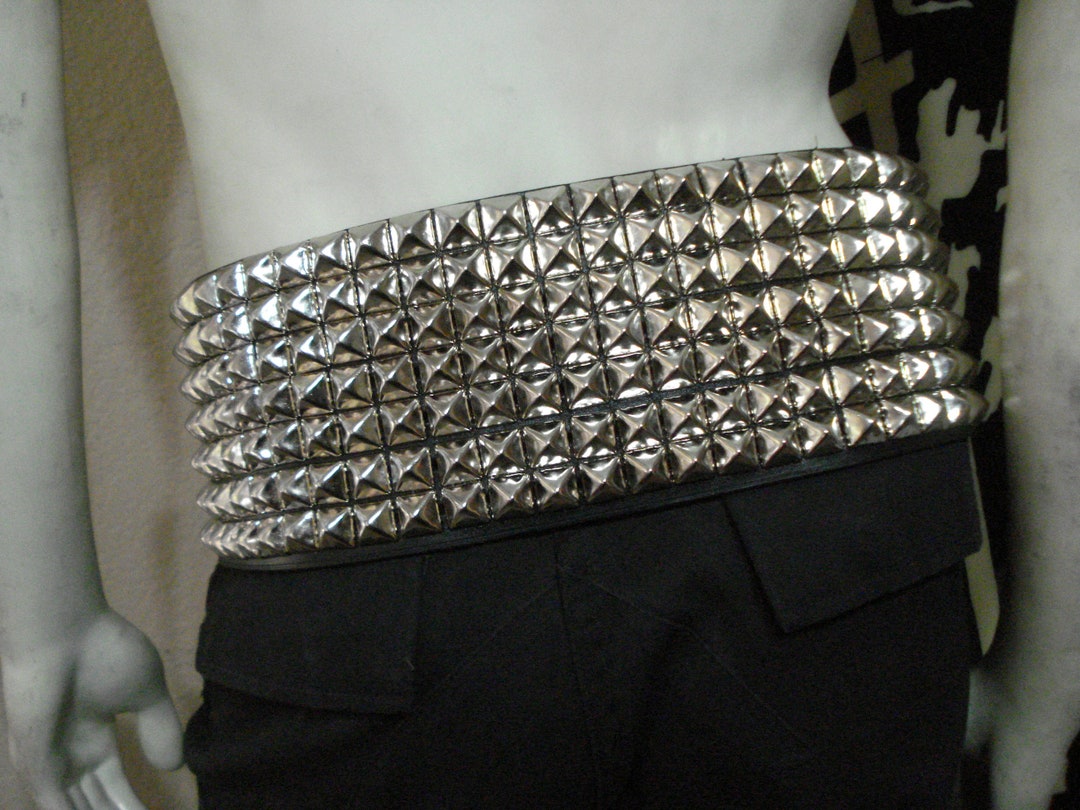 BRUCE DICKINSON Leather Old School Silver Pyramid Studded Belt - Etsy