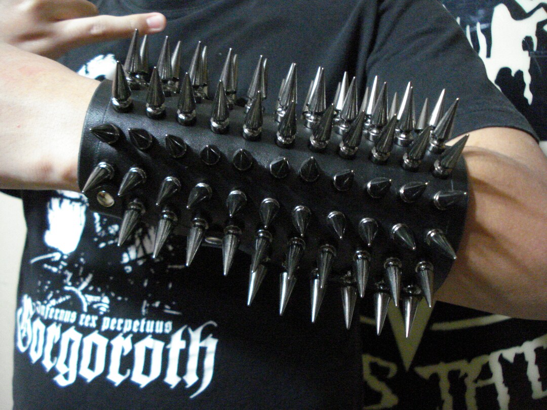 MOONSPELL Old School Screw-back Spiked Leather Gauntlet Goth Black ...
