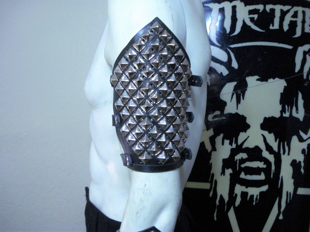 UNLORD Old School Silver Studded Genuine Leather Armband Black Metal - Etsy