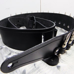 HOEST Leather Guitar Strap With Bullets Black Metal - Etsy