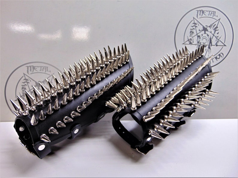 SATANIC WARMASTER Brutal Spiked Genuine Leather Gauntlet - Etsy