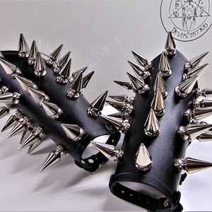 BULLDOZER Brutal Giant Spikes Genuine Leather Gauntlet Thrash Metal - Etsy