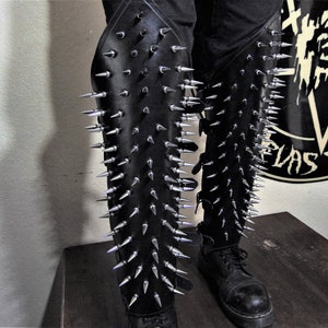 BETHLEHEM Pair of Spiked Genuine Leather Shin Guards Black Metal - Etsy