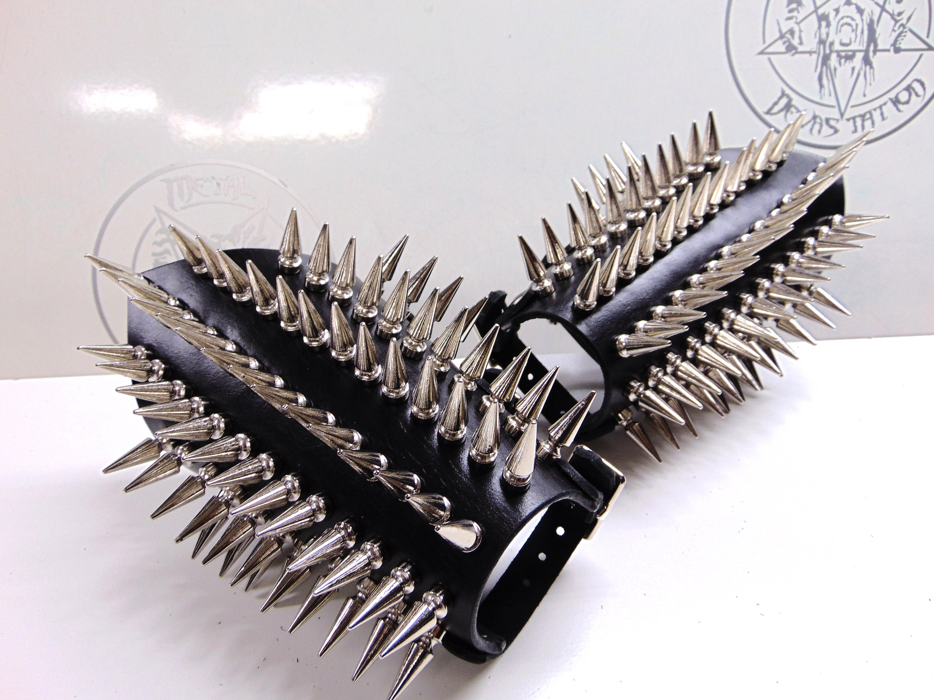 NECROBUTCHER Medium Spiked Genuine Leather Gauntlet Thrash Metal - Etsy
