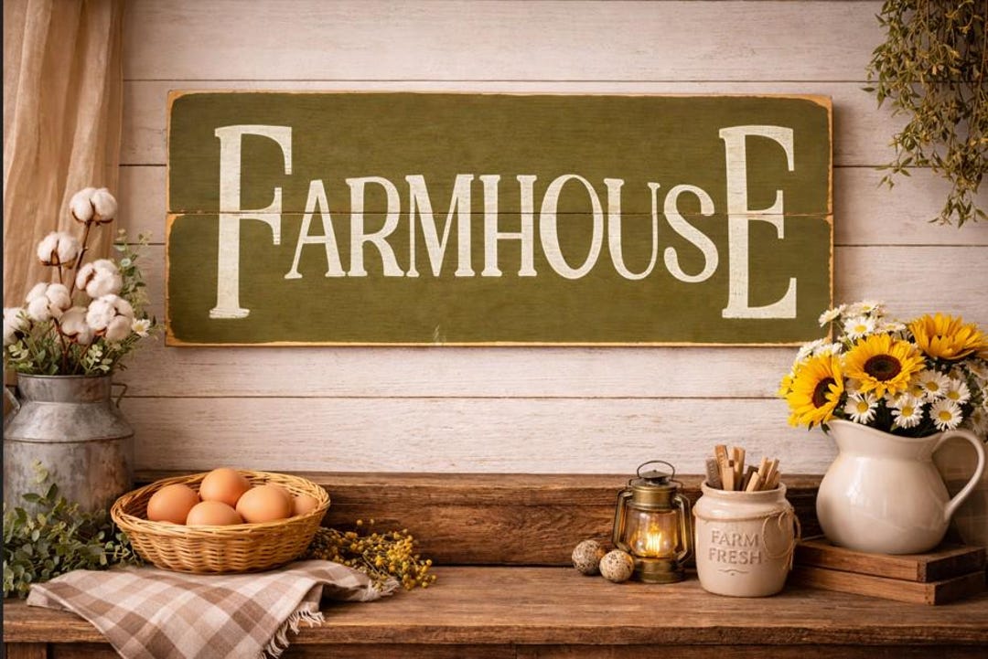 Hand-painted Farmhouse Wood Sign | Rustic Vintage Frame Wall Art - Etsy