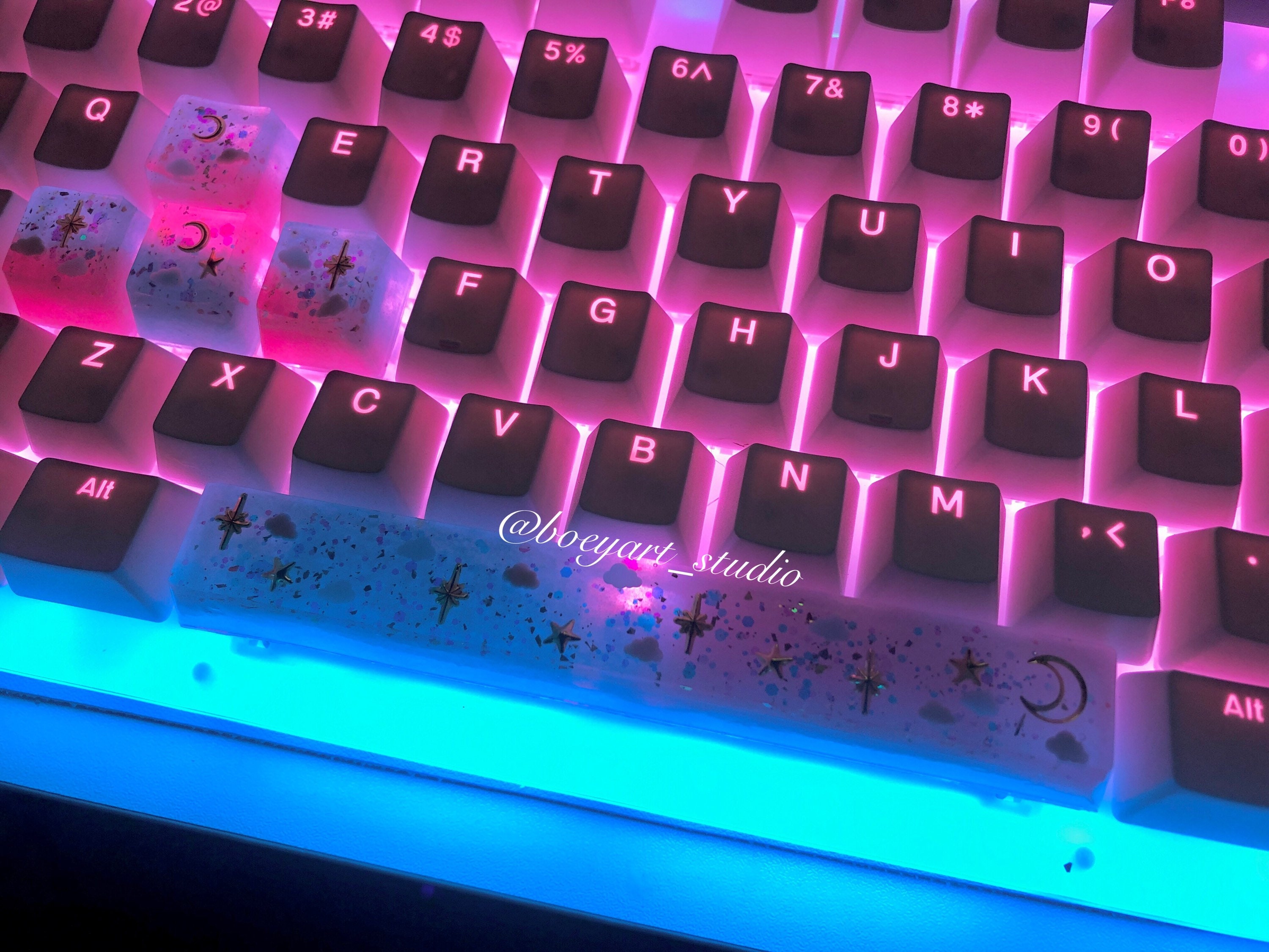Moon and Star Keycaps Spacebar Handmade Resin Keycaps - Etsy Canada