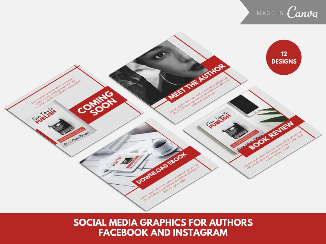 Social Media Marketing Graphics Templates for Authors - Facebook and ...