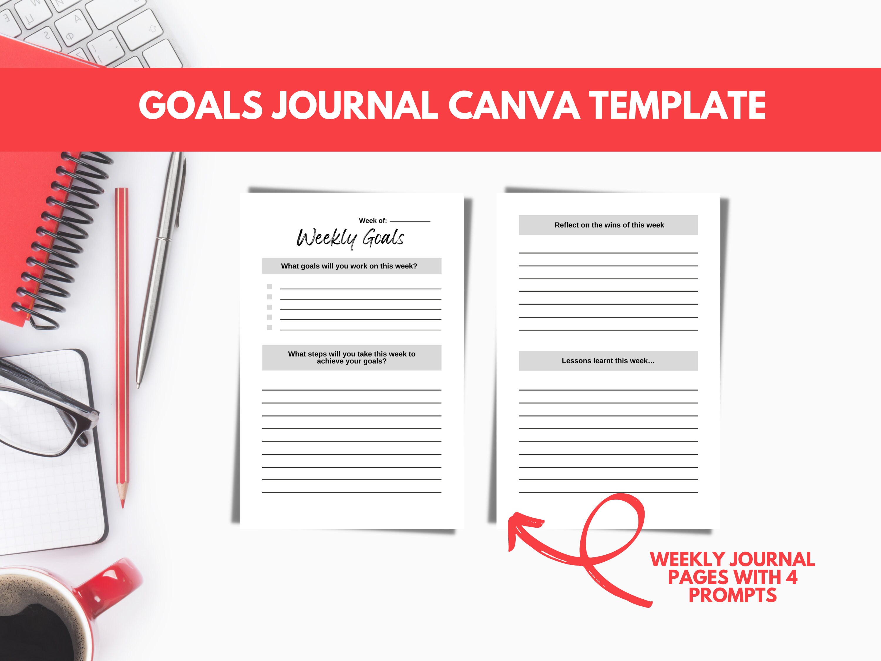 Goals Journal Canva Template Customize In Canva Publish To Etsy