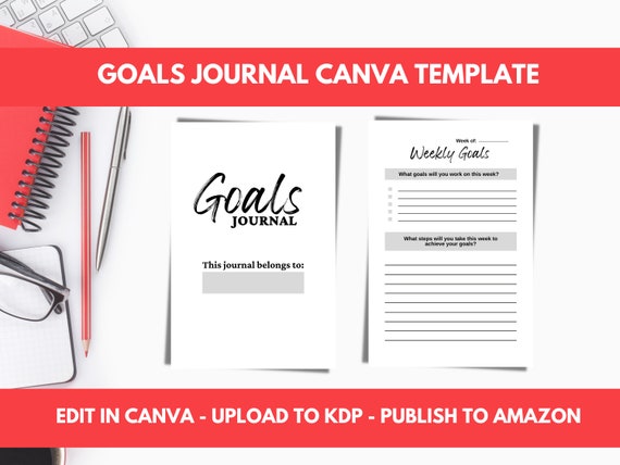 Goals Journal Canva Template Customize in Canva Publish to | Etsy